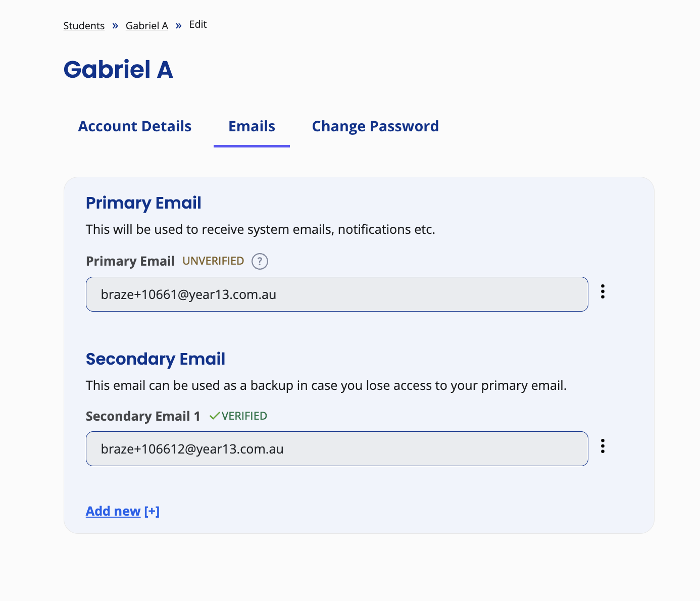 Secondary Email Addresses – Career Tools
