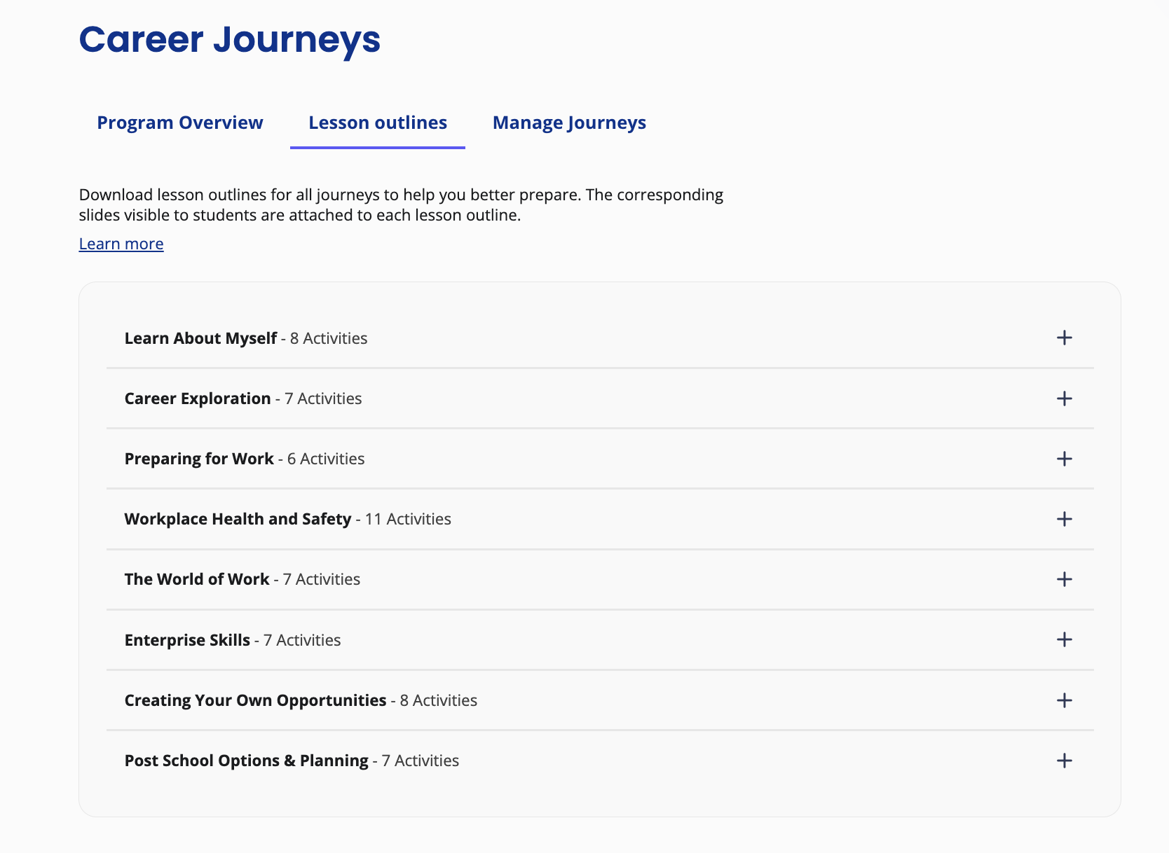 Lesson Activities and Career Journeys – Career Tools